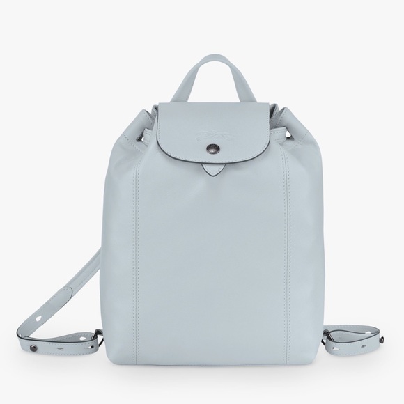 Longchamp | Bags | Longchamp Le Pliage Cuir Light Blue Backpack | Poshmark